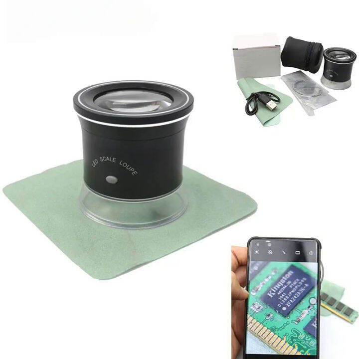 Skala Loupe Illuminated Magnifier dengan lampu Led boleh dicas semula ...