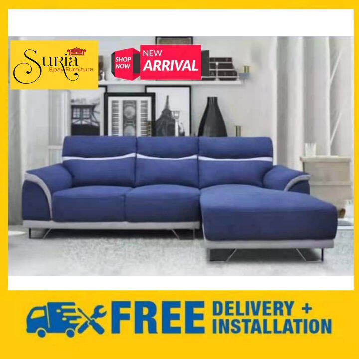 L Shape Fabric Sofa Blue / Sofa L Fabrik warna biru | Lazada