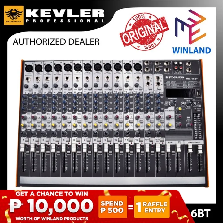 Kevler Professional 16 Channel Compact Mixer Audio MIX-16BT MIX16BT MIX ...