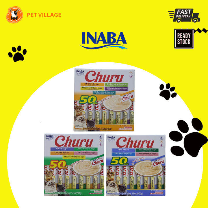 INABA CHURU Chicken/Chicken & Tuna/Tuna Varieties Instant Wet Cat Food/Snacks For Cats 700G(14G ...