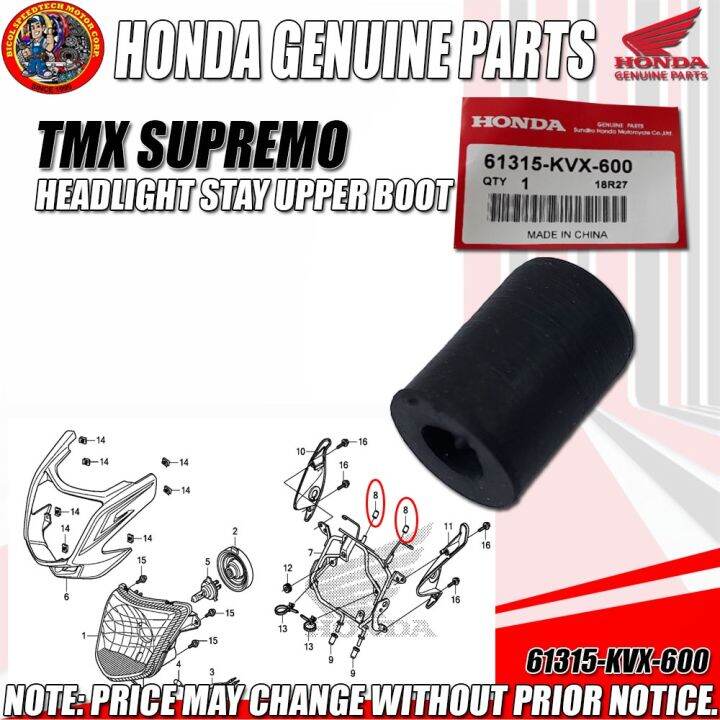TMX SUPREMO HEADLIGHT STAY UPPER BOOT (HPI) (Genuine: 61315-KVX-600 ...
