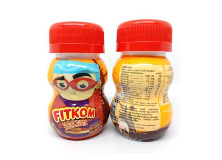 "Fitkom Tablet Hisap Rasa Jeruk 1 Botol 21 Tablet / Vitamin Untuk Anak ...