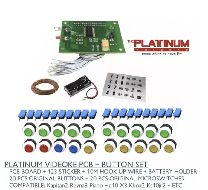 Platinum pindutan set for videoke machine (Buttons/microswitch/wire/pcb ...