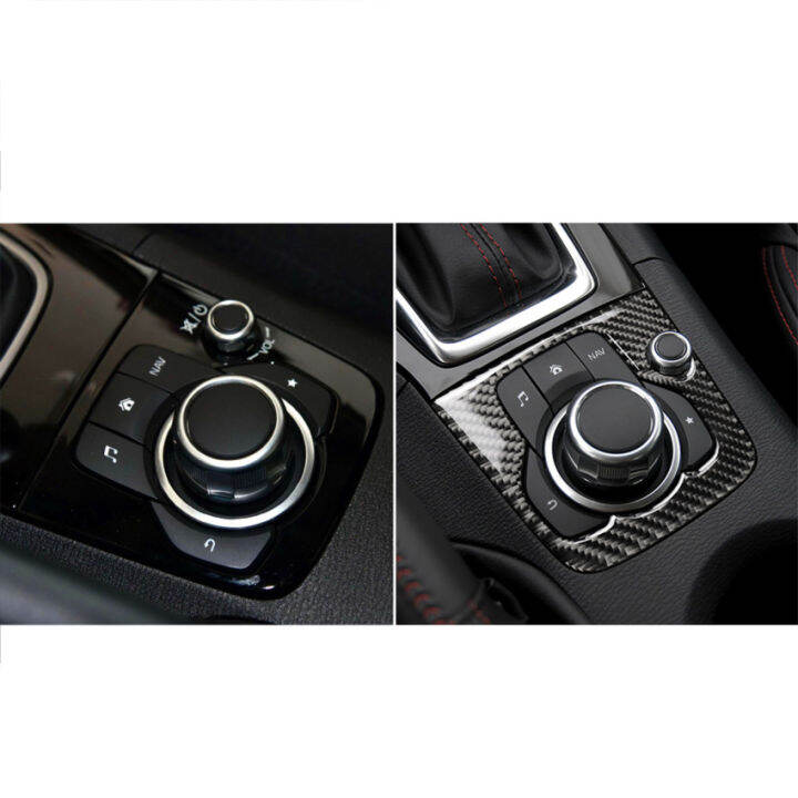 Carbon Fiber Center Console Multimedia Panel Trim Fit For MAZDA 3 Axela ...