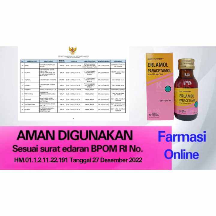 Erlamol Syrup 60 ml Paracetamol | Lazada Indonesia