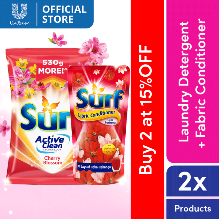 [BUNDLE OF 2] Surf Powder Detergent Cherry Blossom 2.2KG Pouch 1x ...