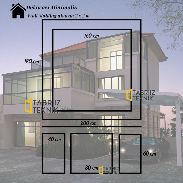 Paket Wall Moulding Lebar Dinding 3 x 2 meter Lis Kayu Wall Moulding ...