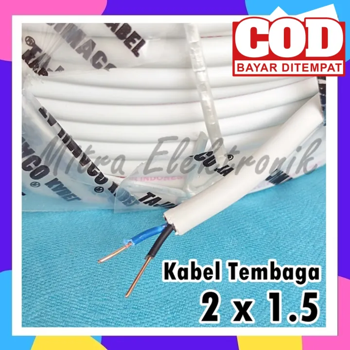 Kabel Listrik NYM 2x1.5 Kawat Tunggal Tembaga per meter - Kabel Listrik Putih Kawat isi 2 Jalur ...
