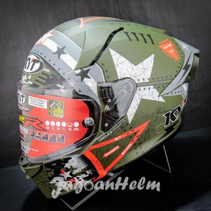KYT HELM R2R PRO ASSAULT | MATT ARMY GREEN | DOUBLE VISOR | Lazada ...