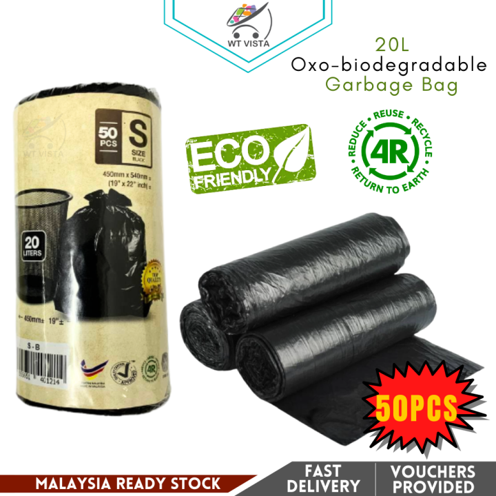 Garbage Bag Small Size 50pcs 20L Trash Bag Plastic Small Dustbin ...