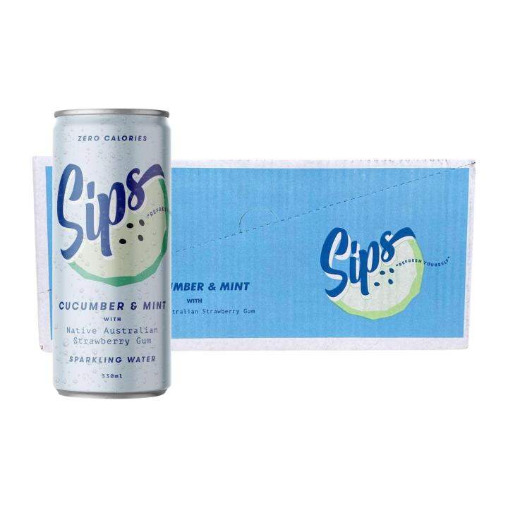 Sips Sparkling Water - Cucumber And Mint With Native Australian ...