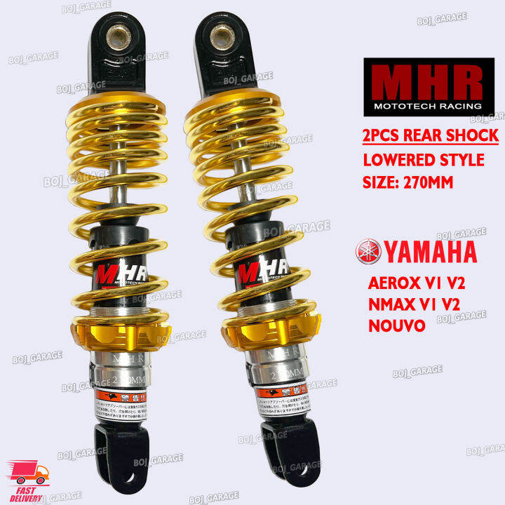 YAMAHA AEROX V1 V2 NMAX V1 V2 NOUVO MHR GOLD 2 PCS SET REAR SHOCK 270MM LOWERED STYLE PLUG AND ...