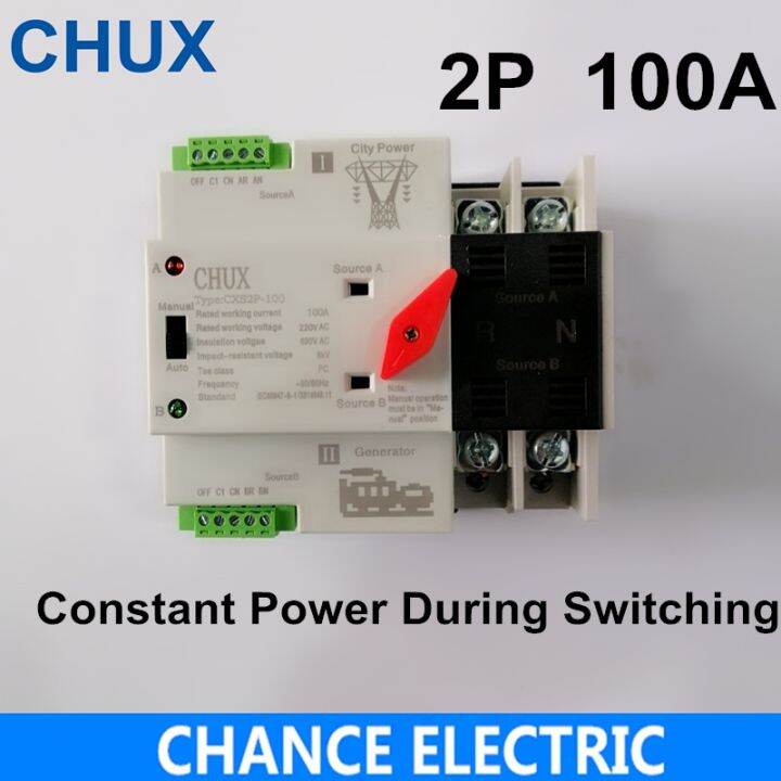 Mini ATS 2P 4P 100A Automatic Transfer Switch Electrical Selector Switches Dual Power Switch Din ...