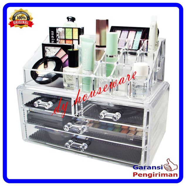 Rak Laci Tempat Make Up Kosmetik Perhiasan 4 Susun Akrilik Kristal ...