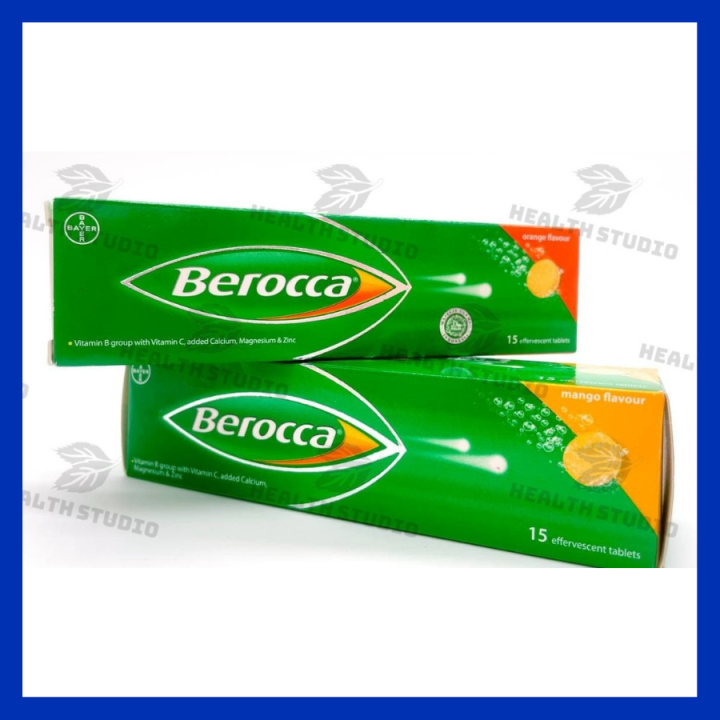 Berocca Vitamin C Effervescent Tablets Mango and Orange with Vitamin B Complex and Calcium and ...