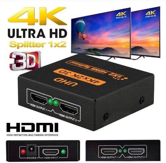 ถูก++ 1 In 2 Out HDMI Splitter Hdcp 4k HD 2160P จอแสดงผลคู่ ของดี สายดิจิตอล สายHDMI สายทีวี สาย ...