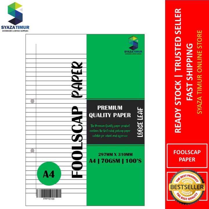 [ST-GR MY] A4 Exam Sheet / Foolscap Paper 7MM Broad Line 70GSM 100's - FPP70100 / Kertas Kajang ...