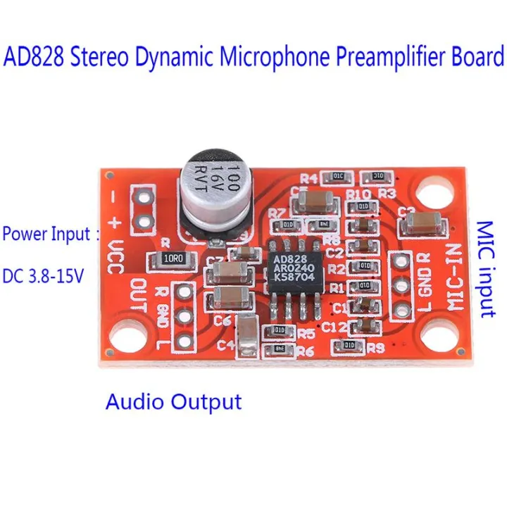 YKS AD828 stereo dynamic microphone preamplifier board mic preamp DC 3 ...