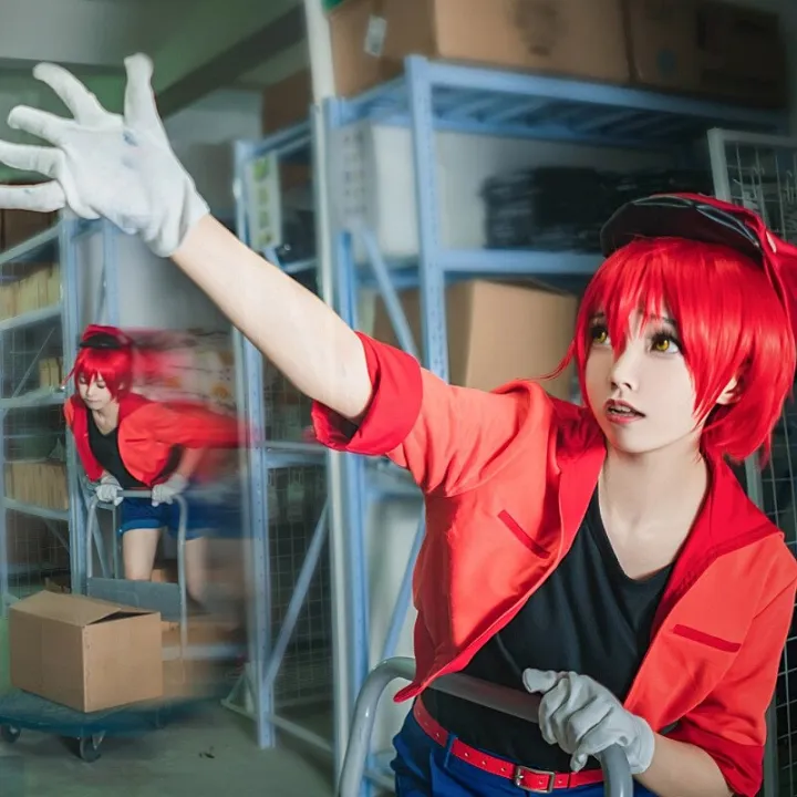 Cells At Work Red Blood Cell Anime Cosplay Costume Wig Women ...