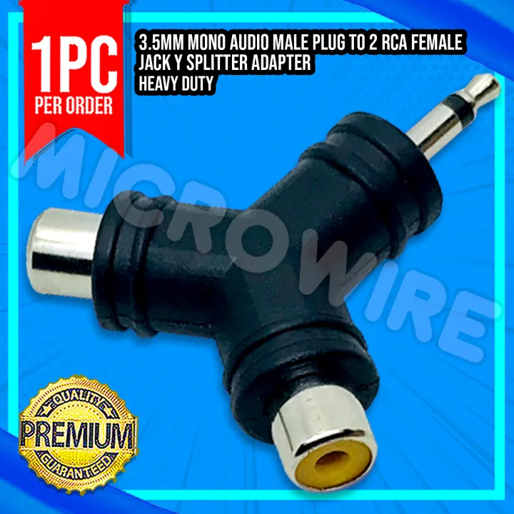 3.5mm Mono Audio Male Plug to 2 RCA female Jack Y Splitter Adapter ...