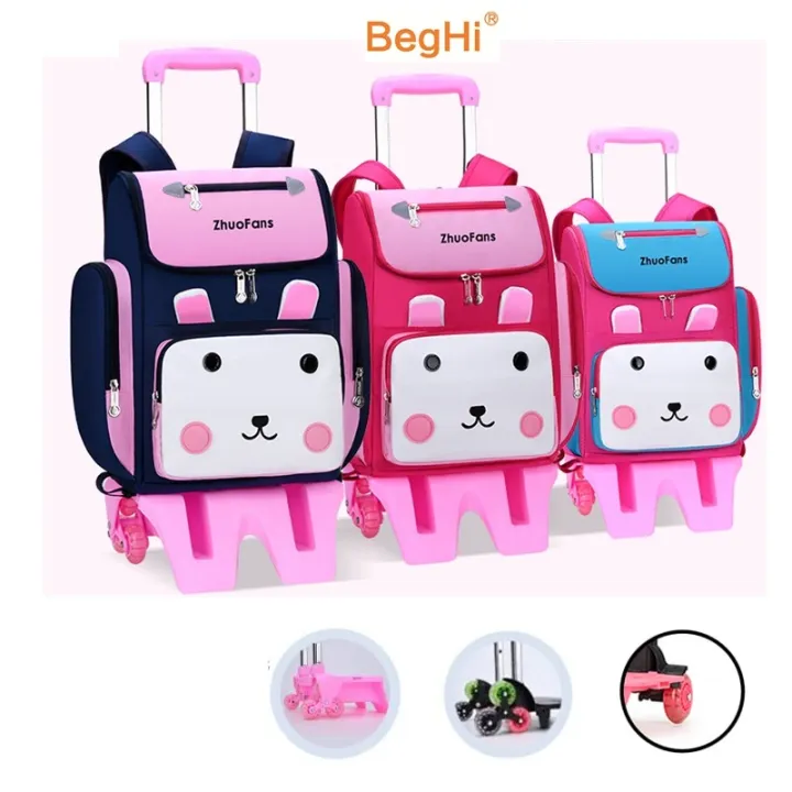 Trolley School Bag Beg Sekolah Roda Beroda Troli Kanak 6 Wheels ...