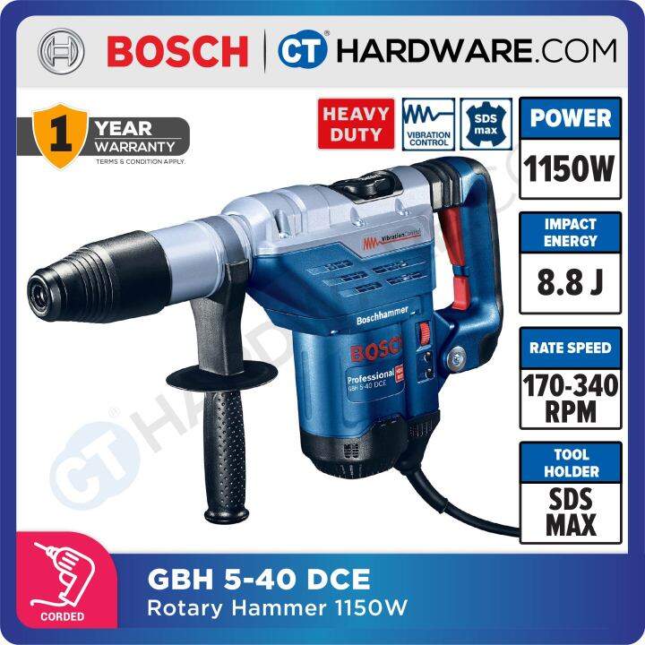 BOSCH GBH 5-40 DCE PROFESSIONAL CORDED ROTARY HAMMER WITH SDS MAX | 1150W | 8.8 J [ GBH540DCE ...