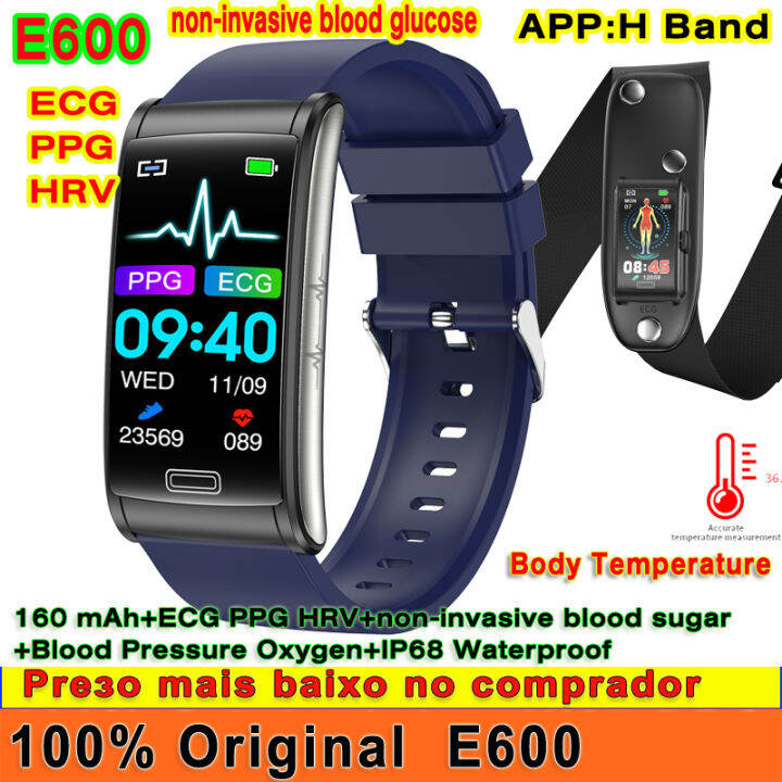 ECG PPG HRV Original E600 Smart Watch Non-invasive Blood Glucose Body Temperature Monitor ...