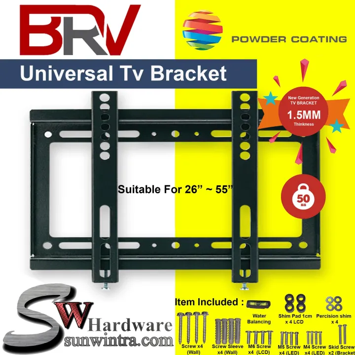 BRV Full Set Screw Universal 26 - 55 Inch TV Bracket Wall Mount LCD LED ...