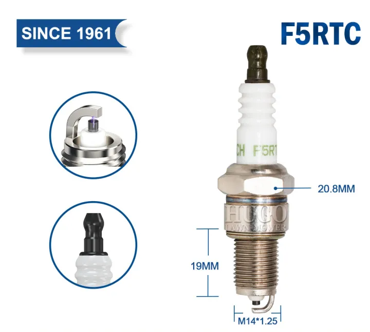 ใหม่เครื่องตัดหญ้าเทียนไฟฉายF5RTCเดิมหัวเทียน(OEM)สำหรับHUGO BS51De-2L ...