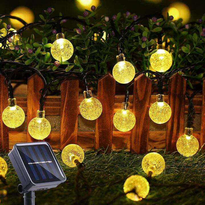 8 Modes Solar Light Crystal Ball 5M12M22M LED String Lights Fairy ...