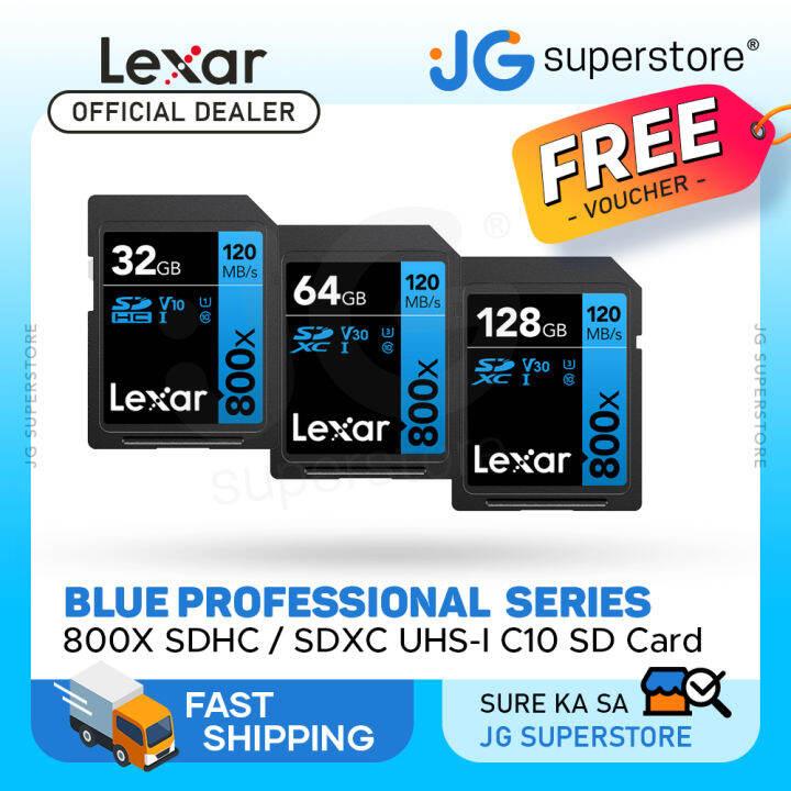 Lexar BLUE Series High-Performance 800X SDHC / SDXC 32GB 64GB 128GB UHS ...