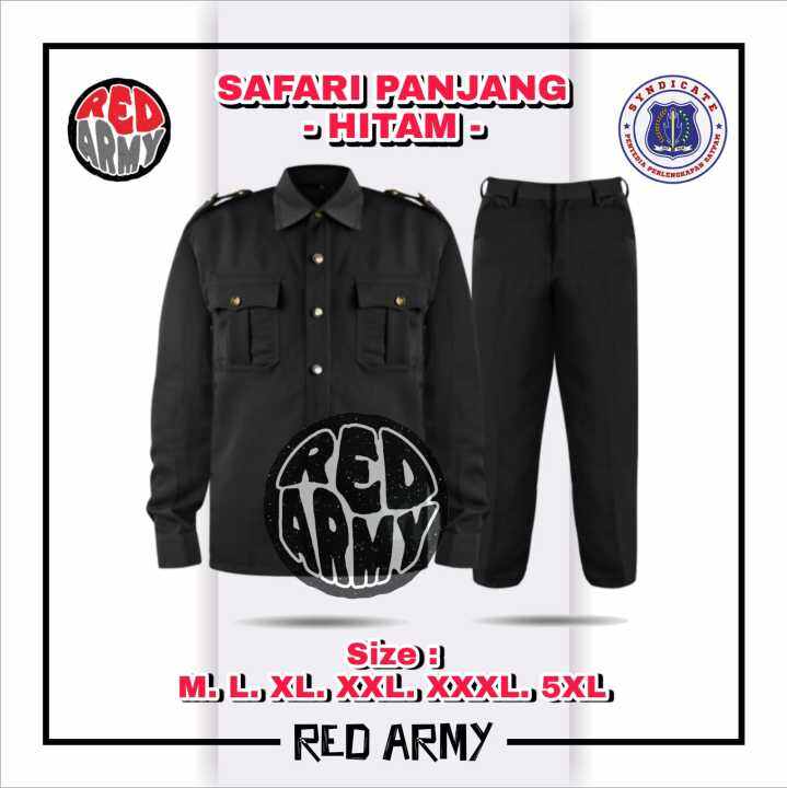 Seragam Safari Hitam Terbaru Lengan Panjang Baju Safari Satpam ...