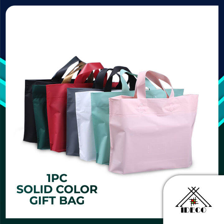 iDECO [1 PCS] Solid Frosted Color Tote Bag Handle Plastic Bag Plastik ...