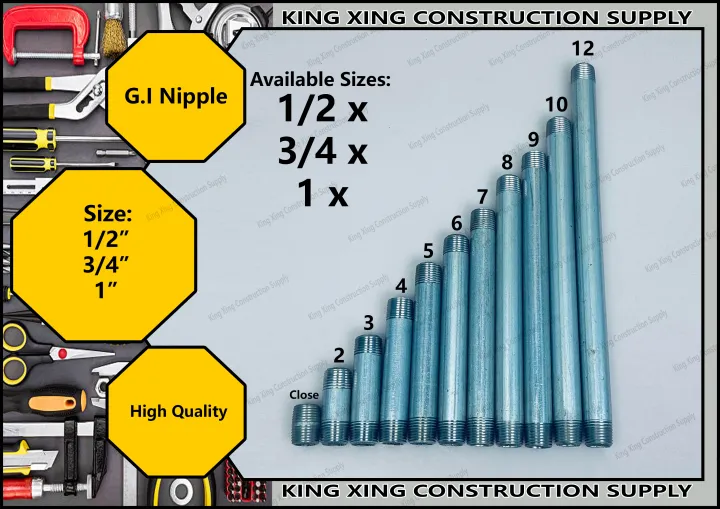 G.I Nipple 1/2" , 3/4" , 1" Galvanized Fittings | Lazada PH