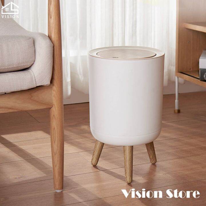 Vision Japanese Garbage Can with Cover Pressure Ring Living Room ...