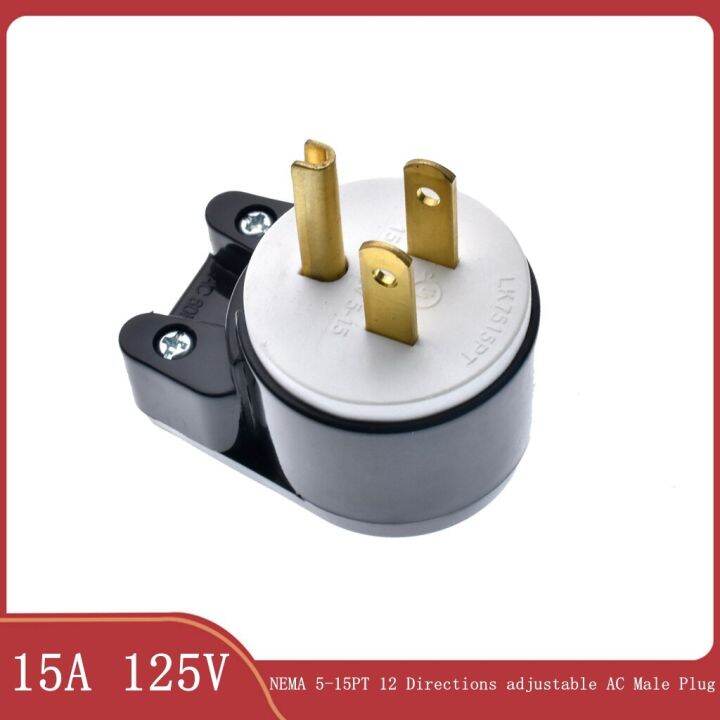 Right Angle Nema 5-15P 15A 125V AC Plug 90 Degree USA Canada Male DIY ...