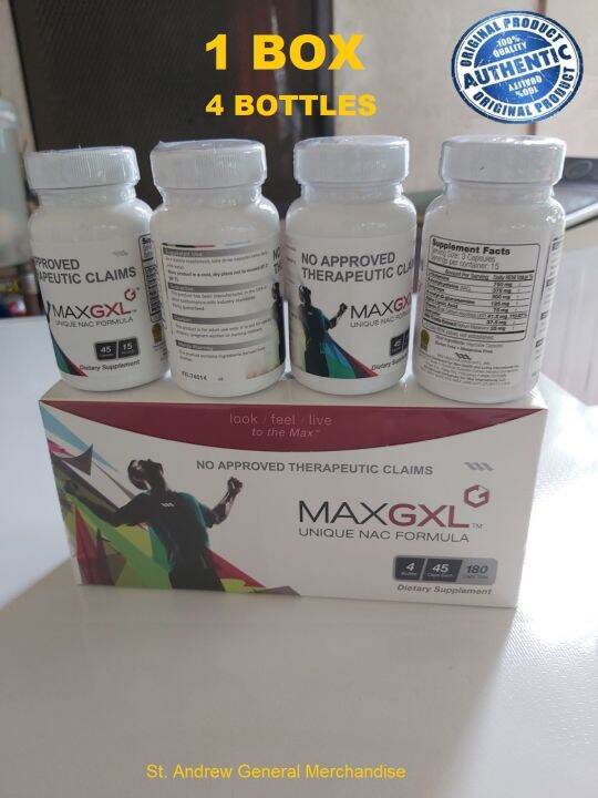 Max GXL Unique NAC Formula 1 Box, 4 Bottles Total of 180 capsules ...