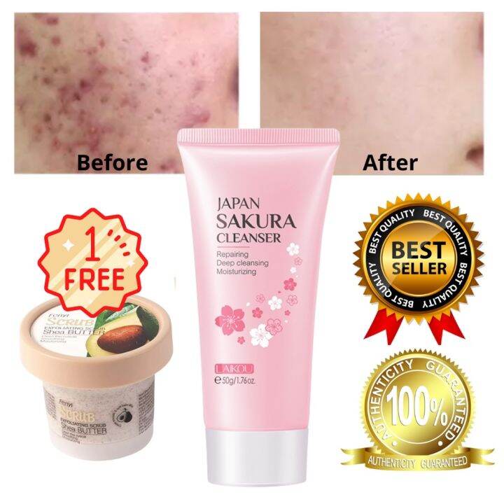 Japan Sakura Foam Cleanser Face Wash Oil Control Shrink Pores Brighten ...