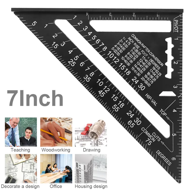 7inch Angle Ruler Metric Aluminum Alloy Triangular Ruler Woodwork Speed ...