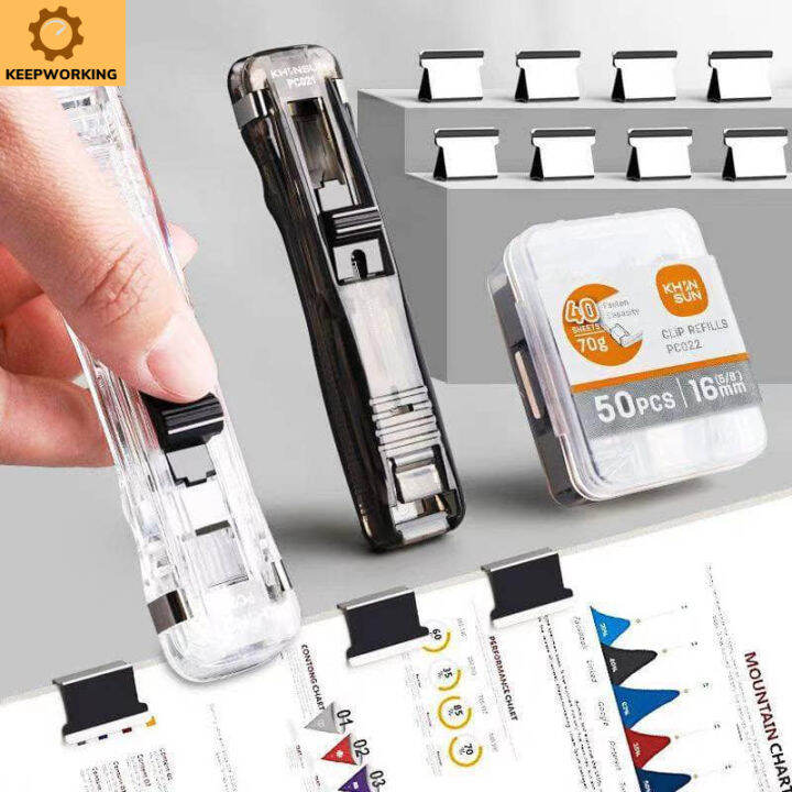 Keep Working Seamless stapler Staple Metal Clip Push Hand Paper Clipper ...