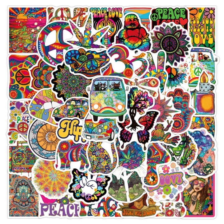 TANG 50pcs Classic Psychedelic Hippie Art Sticker For Skateboard Fridge ...