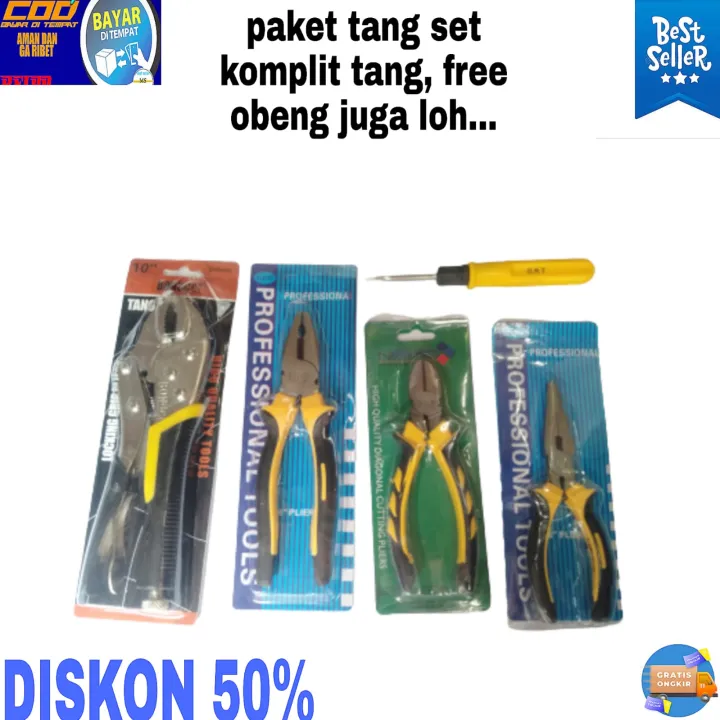 paket tang set coomlpit tang tang buaya tang kombinasi tang cucut lancip tang potong kabel kawat ...