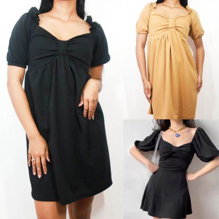 Leseka Melody Ribbon Plain Casual Dress For Womens Crepe Fabric Fit ...