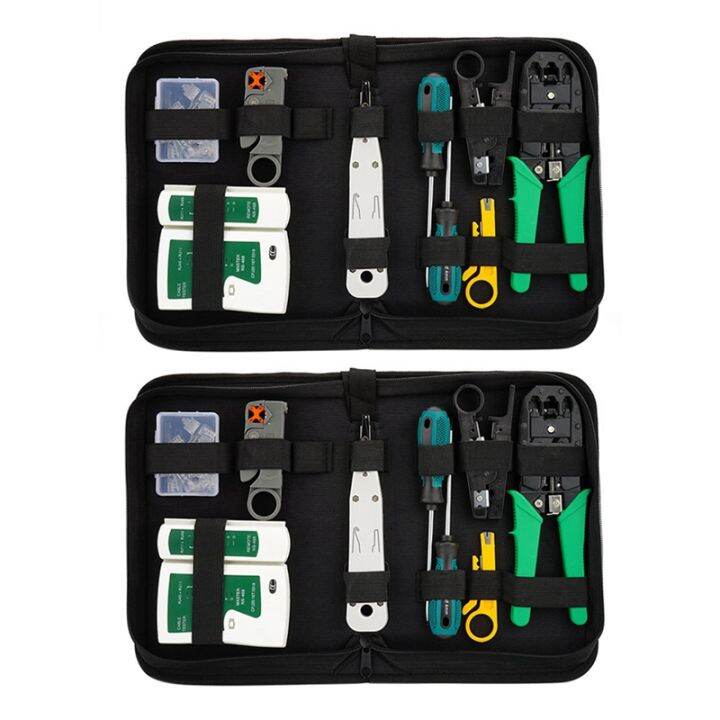 2X Network Cable Repair Tool Kit Set Rj45 Rj11 Cat6 Cable Tester Test ...