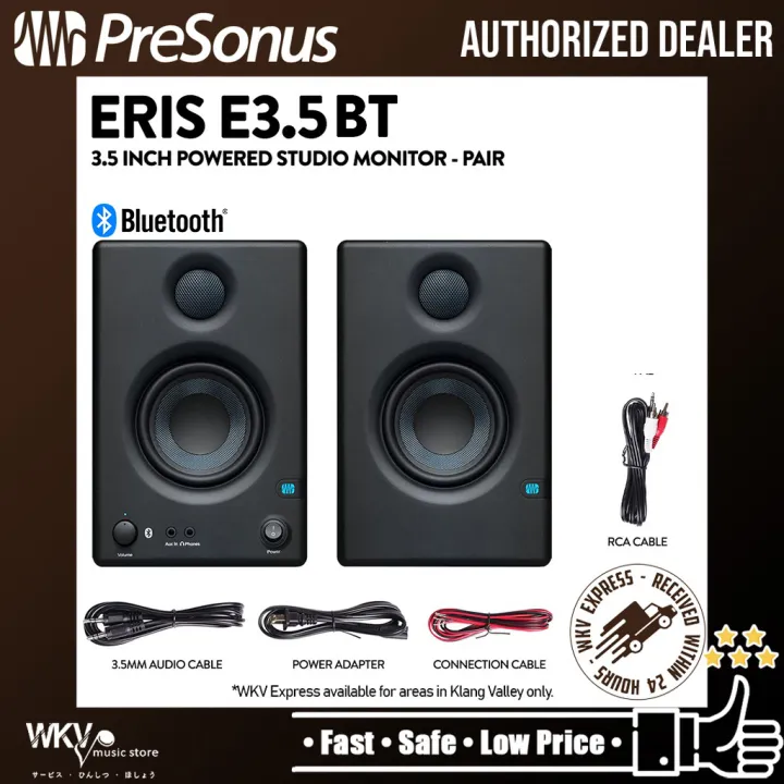 PreSonus Eris E3.5 BT 3.5 inch Powered Studio Monitor with Bluetooth and Isolation Pads - Pair ...