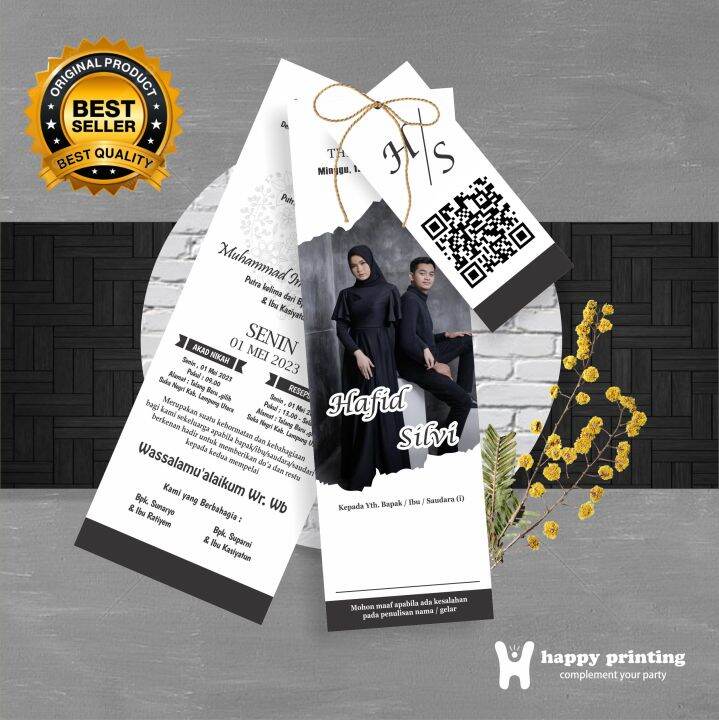 (50 PCS) Undangan Pernikahan 3 Lembar + Tali B FREE (Plastik, Desain ...