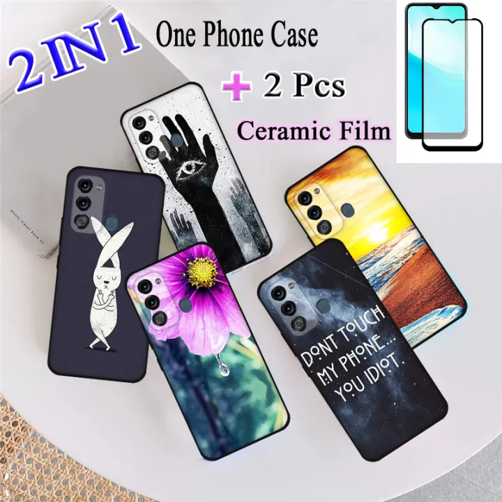 2 IN 1 ITEL Vision 3 Painted Pattern Slim Soft Silicone Cartoon Case ...