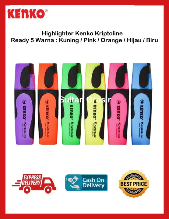 HIGHLIGHTER KENKO KRIPTOLINE / SPIDOL HIGHLIGHTER KENKO ECERAN | Lazada ...