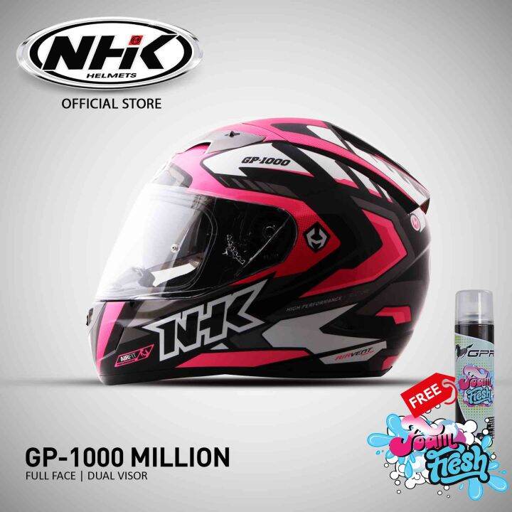 NHK HELMET GP 1000 MILLION FULL FACE DUAL VISOR with FREE GPR Foam ...