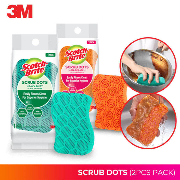 3M Scotch Brite Scrub Dots (2PCS PACK) | Antibacterial Scrub & Stain ...